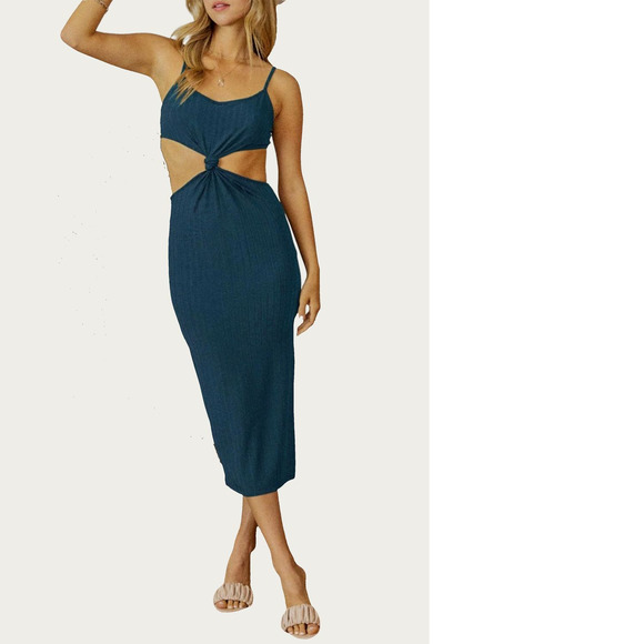 ENDLESS BLU. | Dresses | New Endless Blu Knotted Cutout Midi Dress In ...